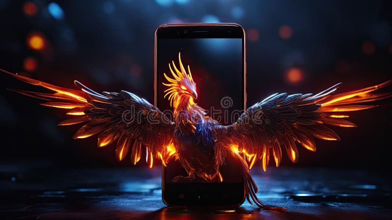 A Fiery Eagle with Spread Wings Flying through the Flames Coming Out of ...