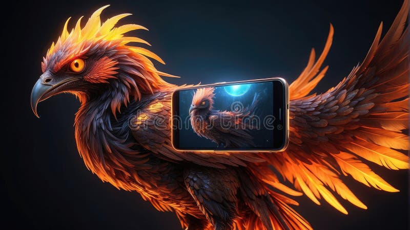 A Fiery Eagle with Spread Wings Flying through the Flames Showing a ...