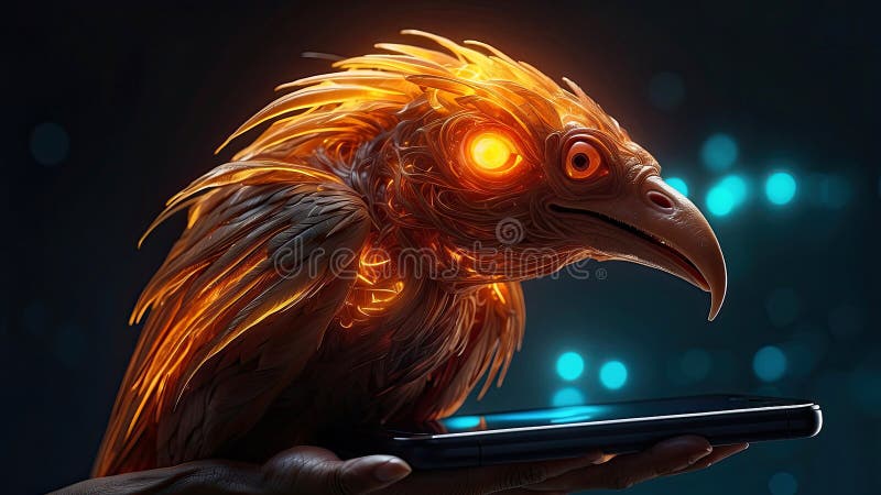 A Fiery Eagle with Spread Wings Flying through the Flames Using a ...