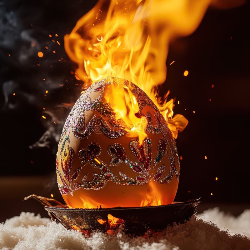 Fiery Egg Lights Up Festive Ritual Stock Image - Image of warmth ...