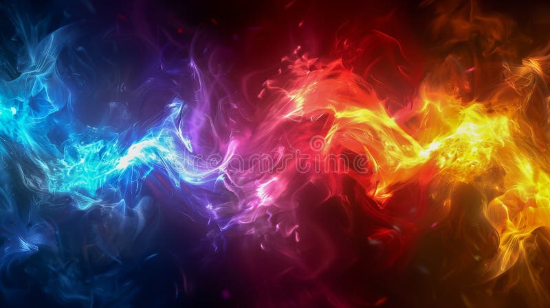 Fiery and Electric Abstract Energy Waves in Red and Blue Stock ...