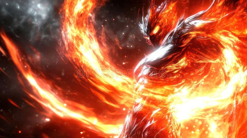 A Fiery, Elemental Figure Radiating Power and Energy, Set Against a ...