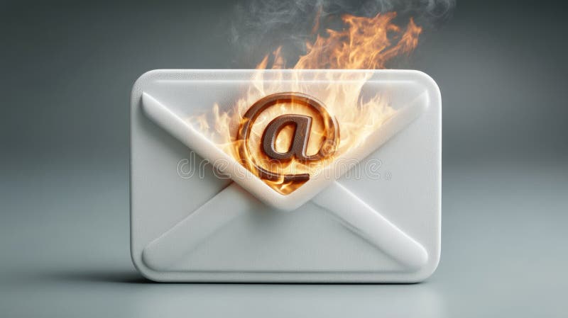 Fiery Email Symbol in Burning Envelope Design Stock Illustration ...