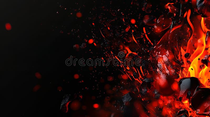 Fiery Embers and Burning Coal Abstract Background Intense Red Hot ...