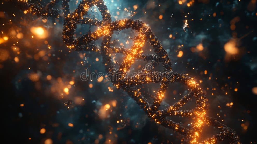 Fiery Embers Form a DNA Helix Structure Stock Illustration ...