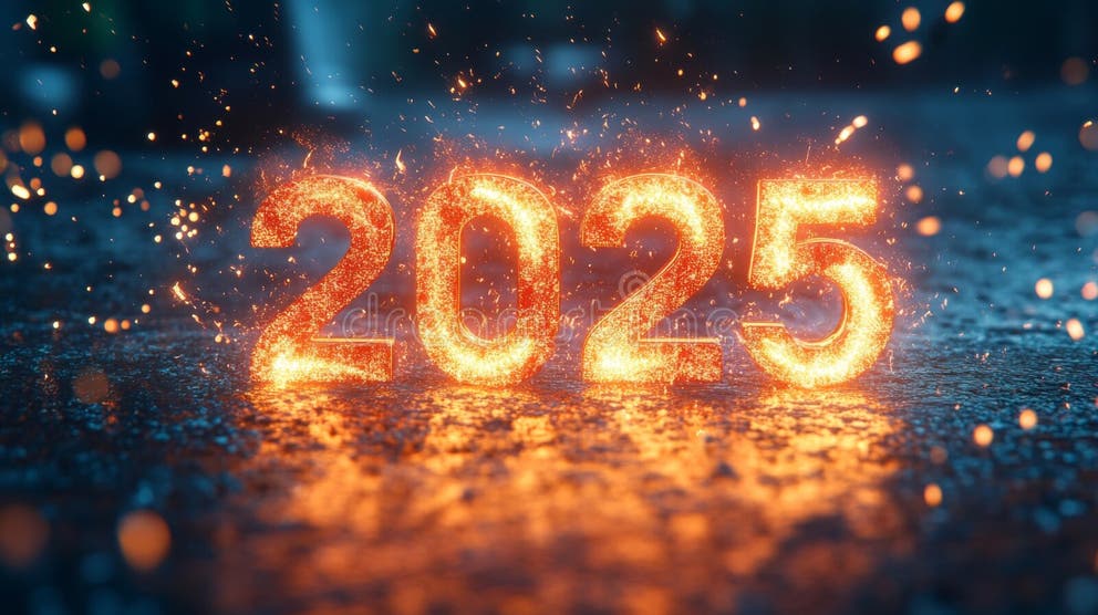 Fiery Embers Form the Number Two Thousand Twenty Five Stock ...