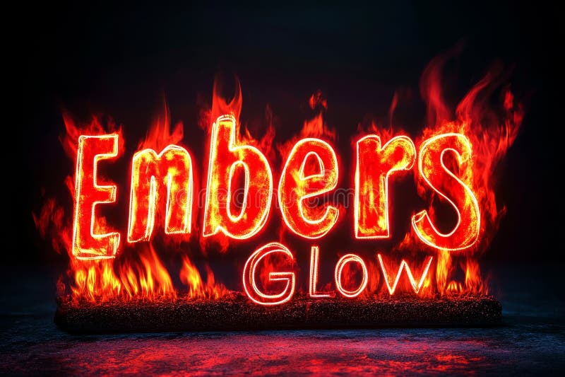Fiery Embers Glow Burning Text Fiery Letters Intense Heat Glowing ...