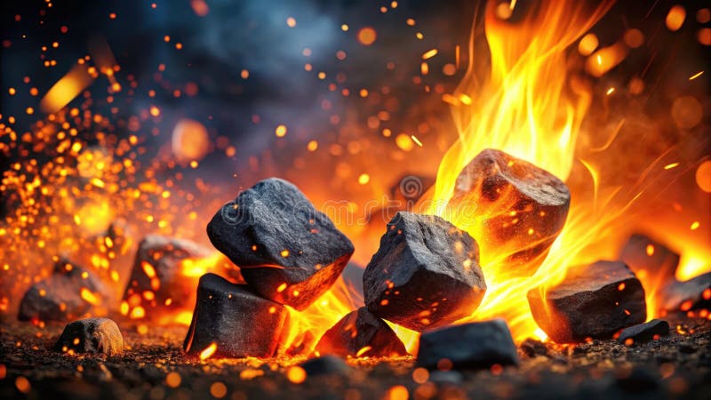 Fiery Embers Glowing Brightly in a Dark Setting. Generative AI Stock ...