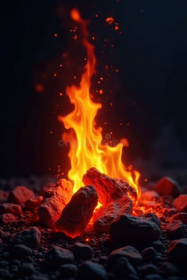 Fiery Embers Glowing, Dark Background with Bright Accents , Burning ...