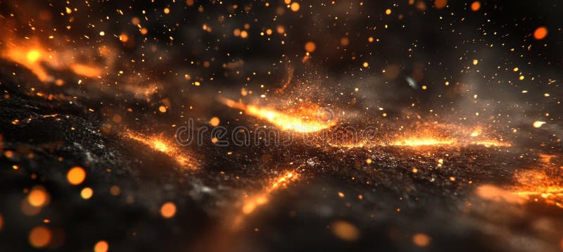 Fiery Embers and Sparks Abstract Background of Burning Hot Coals with ...