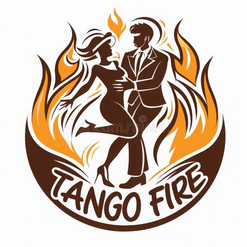 Tango Fire Emblem with Dramatic Dancing Couple Illustration Stock ...
