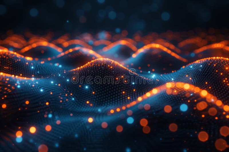 Fiery Energy Flow in Abstract Digital Environment Stock Illustration ...