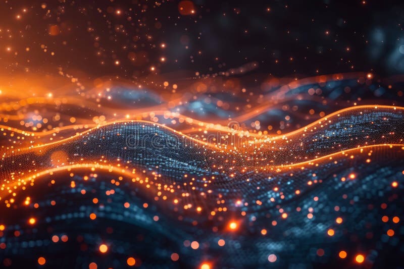 Fiery Energy Flow in Abstract Digital Environment Stock Photo - Image ...