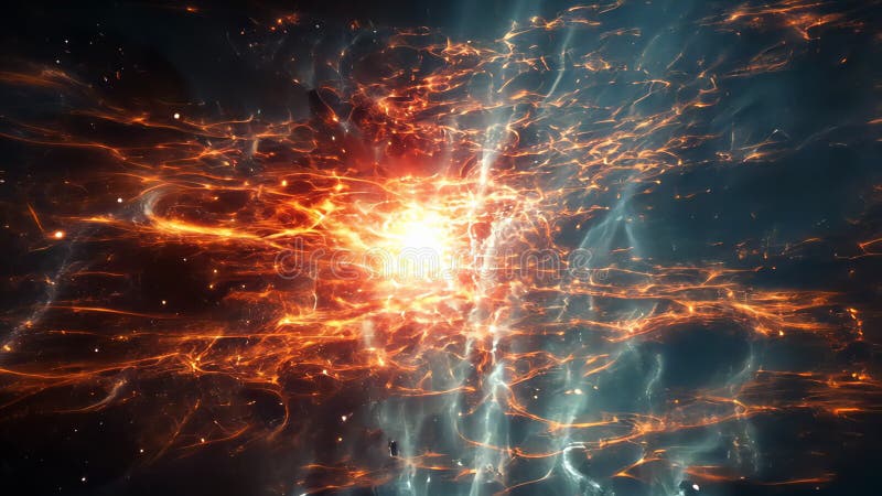 Fiery Energy Streaks Emanating from Bright Light Source Stock Footage ...