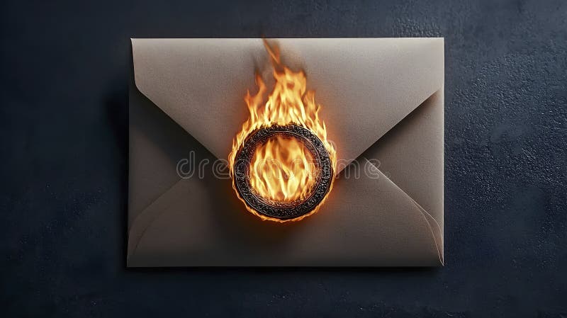 Fiery Envelope with Circular Flame Design Stock Illustration ...