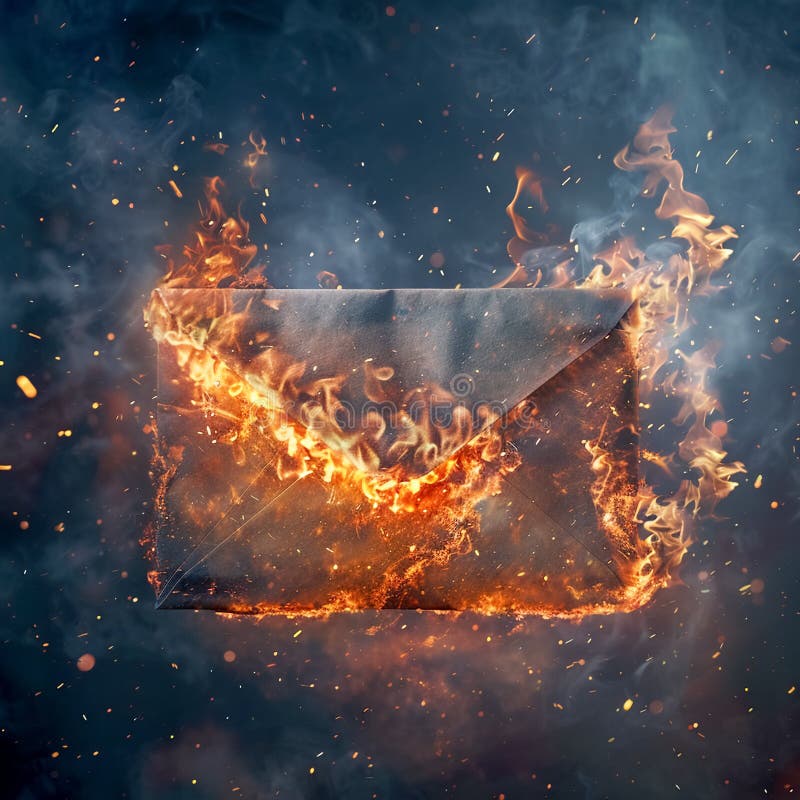 Fiery Envelope Symbolizes Urgency and Transformation, Igniting Emotions ...
