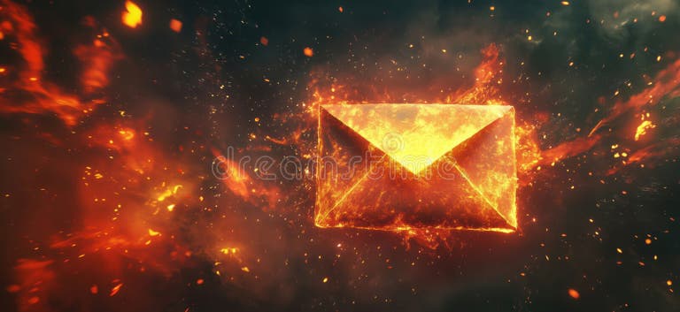 Fiery Envelope Symbolizing Urgent Communication and Digital Messages ...