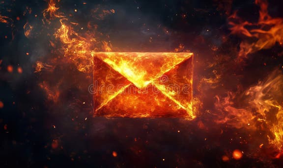 Fiery Envelope Symbolizing Urgent Messages and Communication in a ...