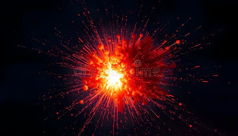 Fiery Orange Explosion with Radiating Sparks Against a Dark Background ...