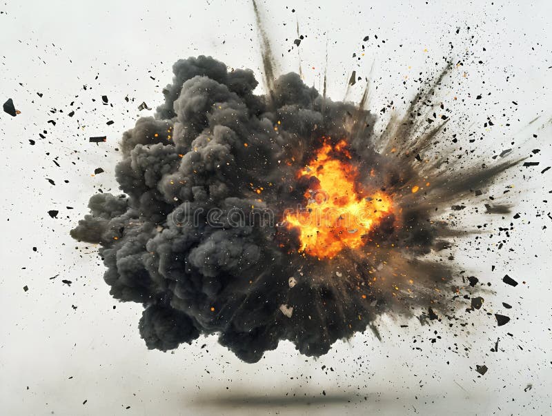 Fiery Explosion Against White Background Stock Illustration ...