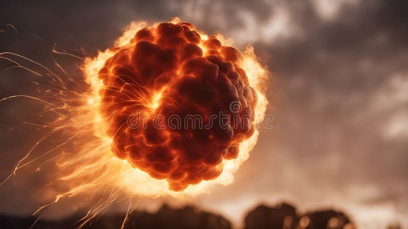Fiery Explosion with Alpha Channel a Fireball Exploding in the Air ...