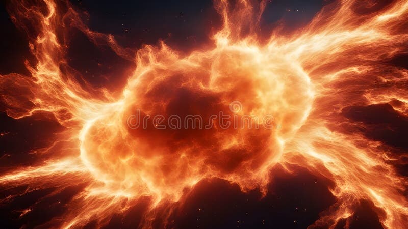 Fiery Explosion Background a Fiery Burst in the Black Sky, Creating a ...