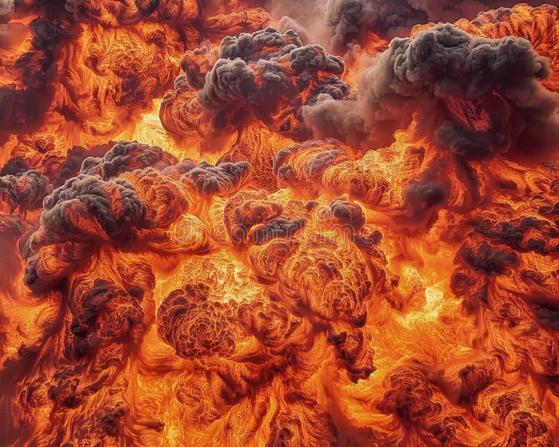 Fiery Explosion with Billowing Smoke Clouds Stock Illustration ...