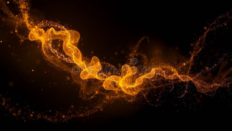 Fiery Explosion on Black, Abstract Golden Lights Background in Dark ...
