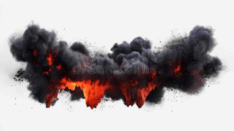 Fiery Explosion Cloud 3D Render, Smoke, Fire, Disaster, VFX, Explosion ...