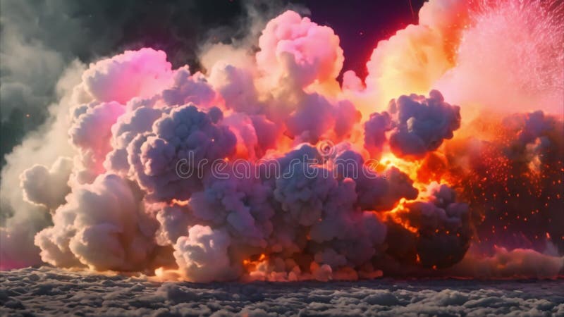 Fiery Explosion in the Clouds Stock Footage - Video of glow ...