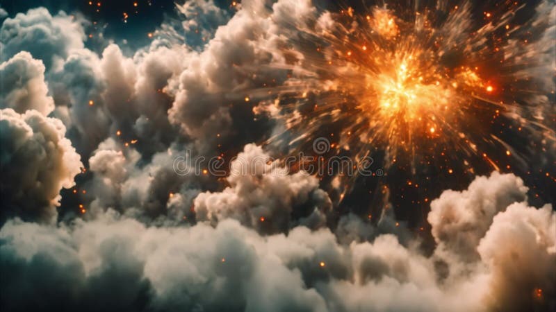 Fiery Explosion in the Clouds Stock Video - Video of thunderstorm ...