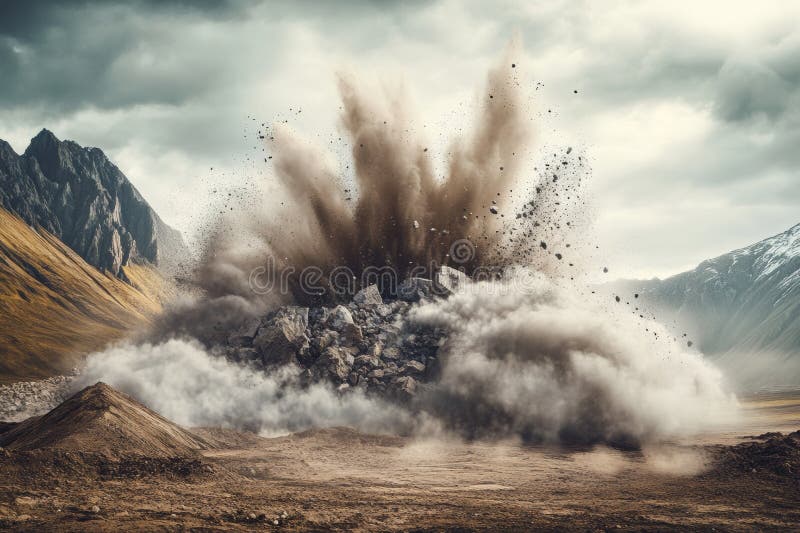 A Fiery Explosion is Created by the Eruption of the Volcano Amidst a ...