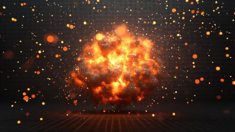 Fiery Explosion Creates Dramatic Scene with Destruction Theme Stock ...