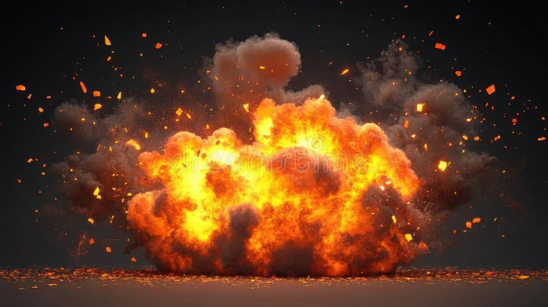 Fiery Explosion Creates Dramatic Scene with Smoke and Debris ...