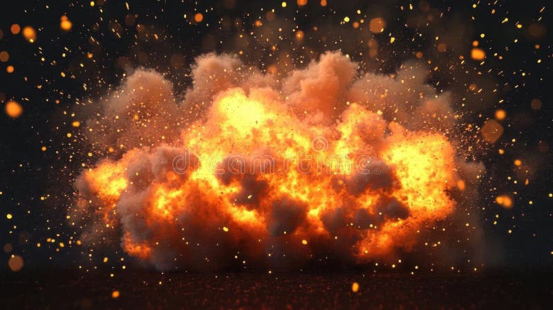 Fiery Explosion Creates Dramatic Smoke and Sparks with Destruction ...