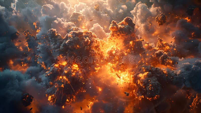 Fiery Explosion 3D Illustration Stock Illustration - Illustration of ...