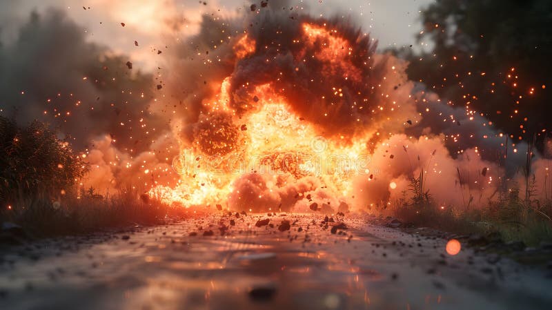 Fiery Explosion 3D Render stock illustration. Illustration of debris ...