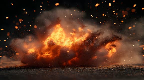 Fiery Explosion 3D Render Background Stock Illustration - Illustration ...