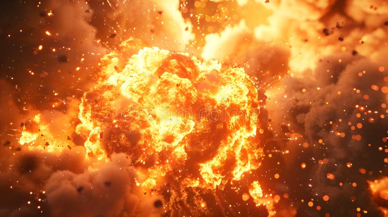 Fiery Explosion 3D Render stock illustration. Illustration of orange ...