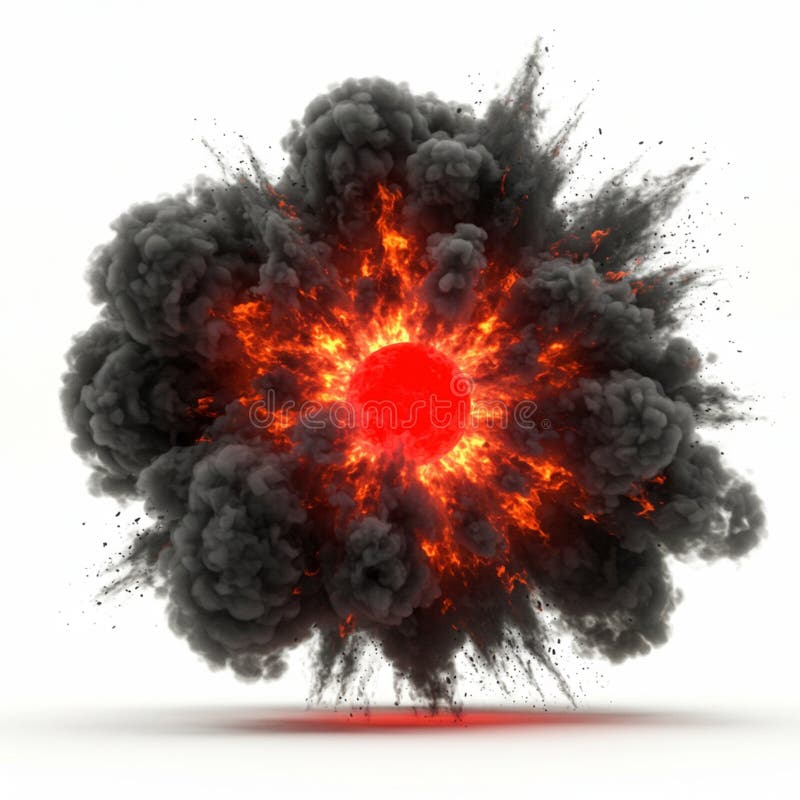 Fiery Explosion with Dark Smoke and Red Core Dramatic 3D Render ...