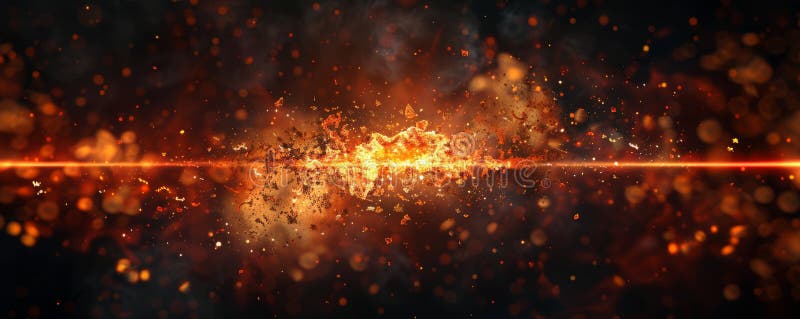 Fiery Explosion in Dark Space with Bright Lights and Sparks, Ideal for ...