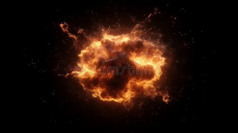 Fiery Explosion in Dark Space, Dynamic Burst. Energy and Chaos Concept ...