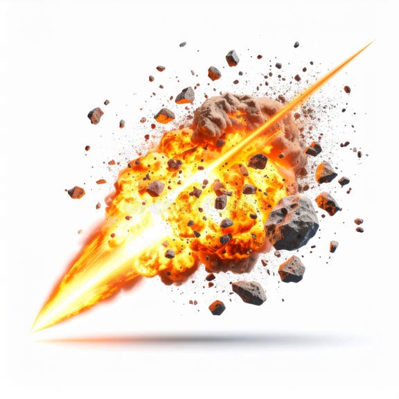 Fiery Explosion with Debris and Bright Streak Stock Illustration ...