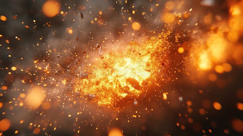 Fiery Explosion Debris Dark Background Energy Burst Stock Illustration ...