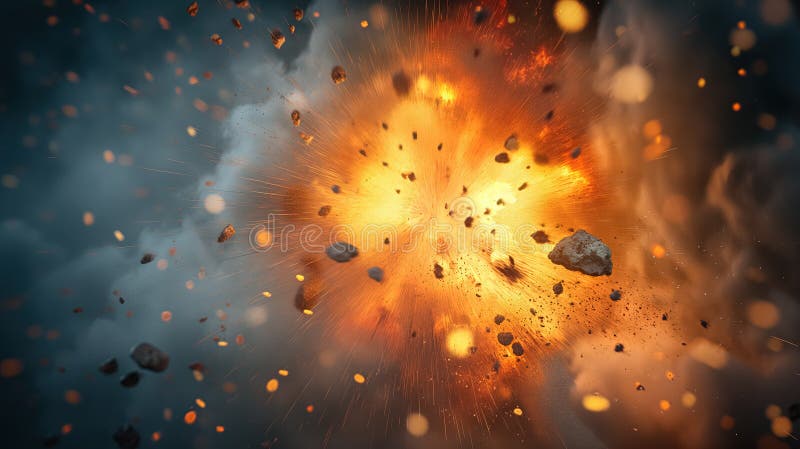 Fiery Explosion with Debris Stock Illustration - Illustration of ...