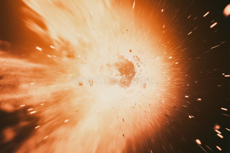 Fiery Explosion with Debris and Dynamic Motion Blurred Streaks Stock ...
