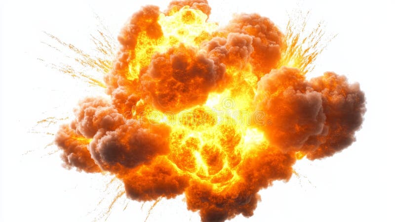 Fiery Explosion Digital 3D Render of a Dramatic Orange and Yellow Cloud ...