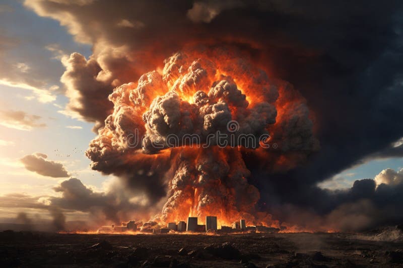 A Fiery Explosion Erupts from the Ground, Engulfing Everything in Its ...