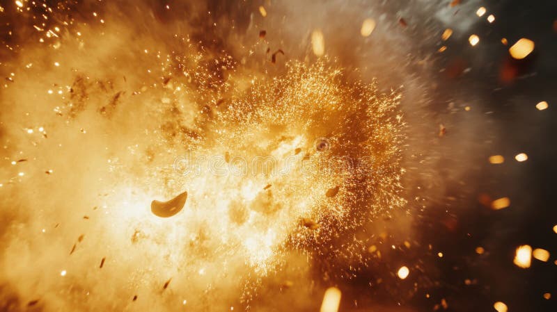 Fiery Explosion with Glowing Embers and Sparks Stock Illustration ...