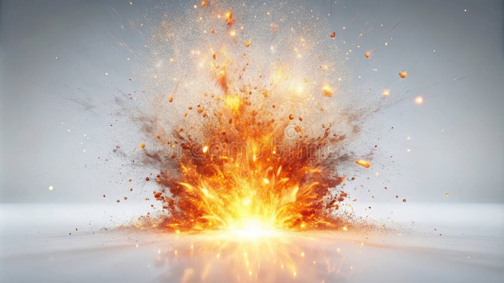 Fiery Explosion with Glowing Embers and Sparks a Dramatic Visual Effect ...